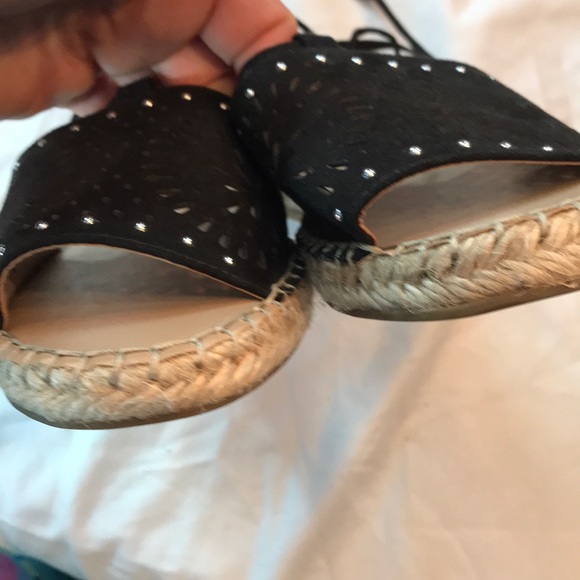 Merona | Shoes | Merona Black Laser Cut Lace Up Espadrille Sandals ...